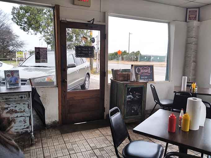 The view from inside shows a no-frills setup where the food does all the talking necessary.