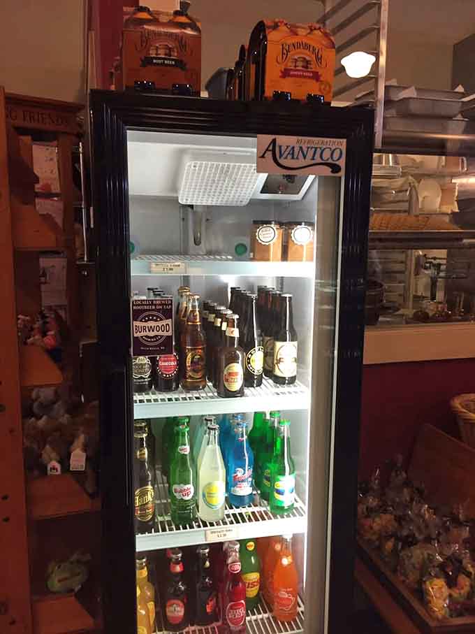 Vintage soda bottles chilling in the cooler, ready to transport you straight back to simpler, sweeter times.