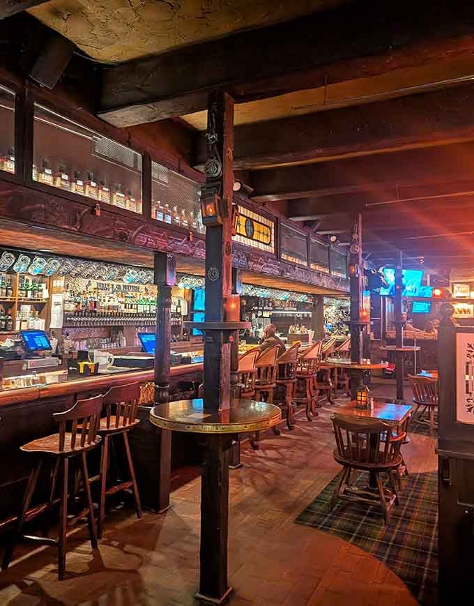 The bar area beckons with taps flowing and shelves lined with enough spirits to fuel countless stories.