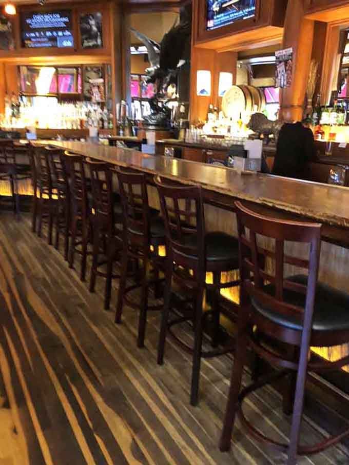 The bar area invites you to settle in with a drink while contemplating which amazing dish to order next.