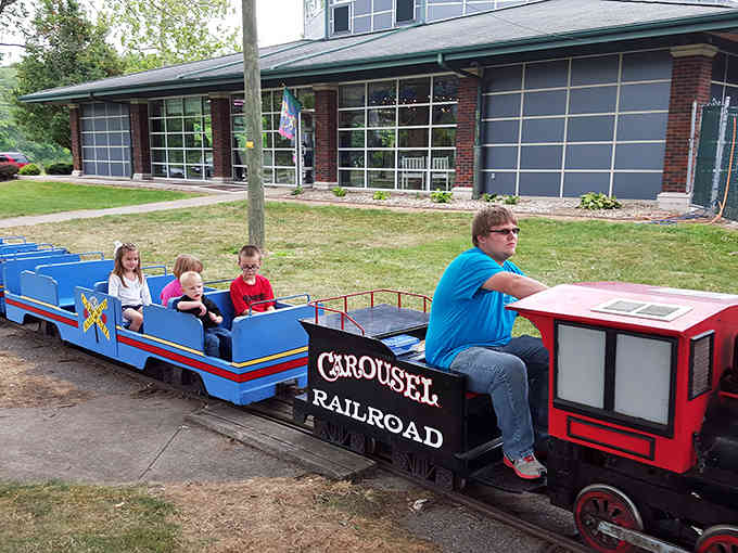 The miniature train offers another vintage ride experience, because one nostalgic attraction apparently wasn't enough for Logansport.