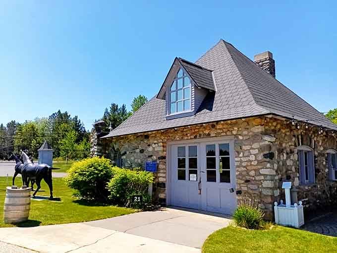 Stone buildings with modern touches create the perfect blend of historic charm and contemporary comfort throughout the property.