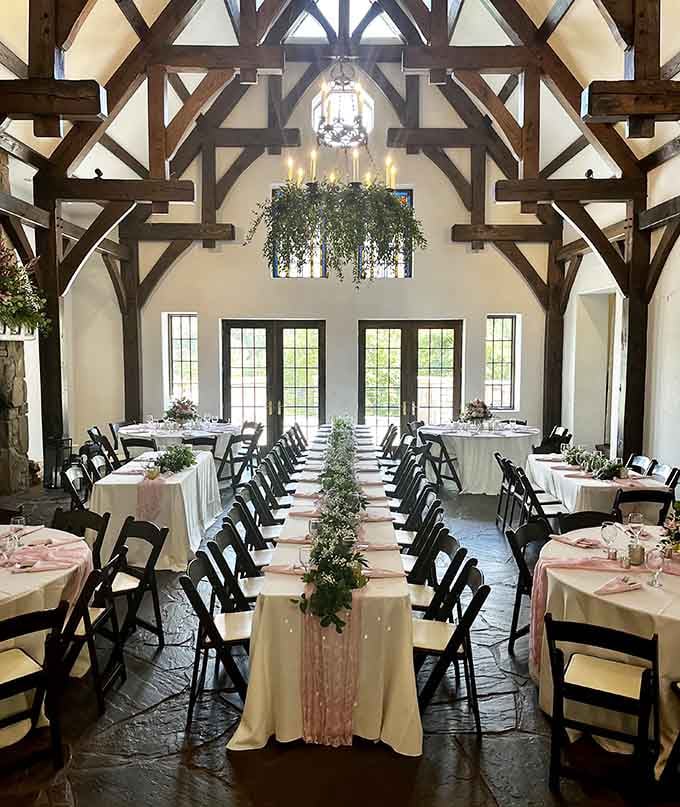 This great hall transforms any gathering into an event worthy of its own historical marker.