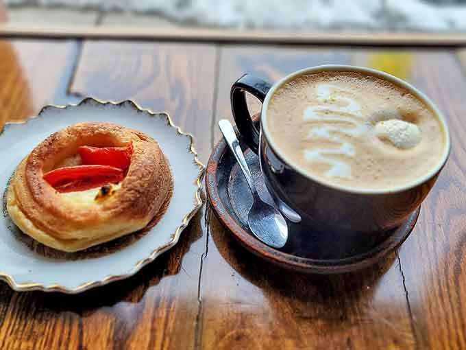 Coffee paired with a pastry because some combinations are simply too perfect to question or mess with ever.