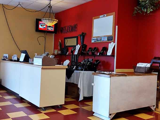 The counter area where orders come together and magic happens, complete with that classic diner setup that feels like home.
