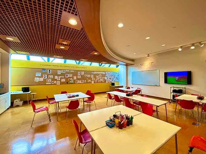 The bright craft room invites budding artists to try their hand at creating their own comic masterpieces.