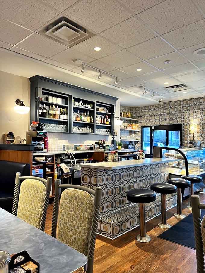 Counter seating with a view of the action, where you can watch breakfast magic happen in real time.