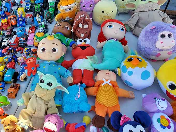 Plush toys creating a cuddle puddle that would make any kid or nostalgic adult stop dead.