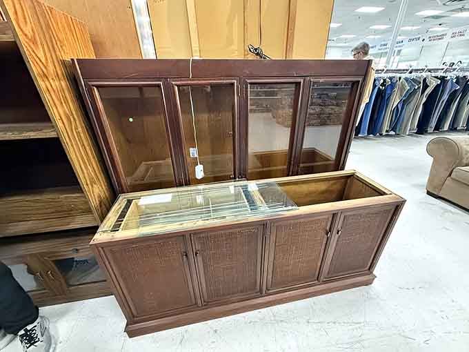 Glass-front display cabinets like this once graced formal dining rooms and can absolutely do so again in yours.