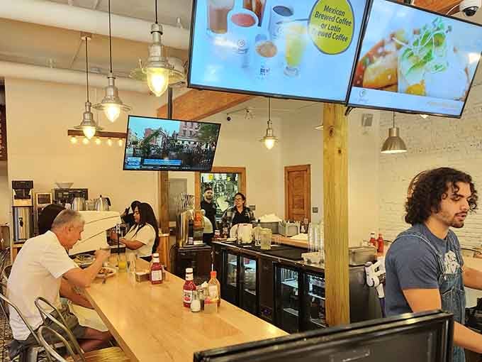 The counter seating offers front-row views of the breakfast action unfolding before your hungry eyes.