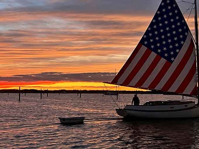 Sunsets here come with a side of patriotism and zero light pollution to ruin the show.