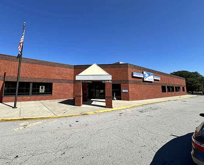Red, white, and blue stripes mark the post office where mailing packages doesn't require a second mortgage.