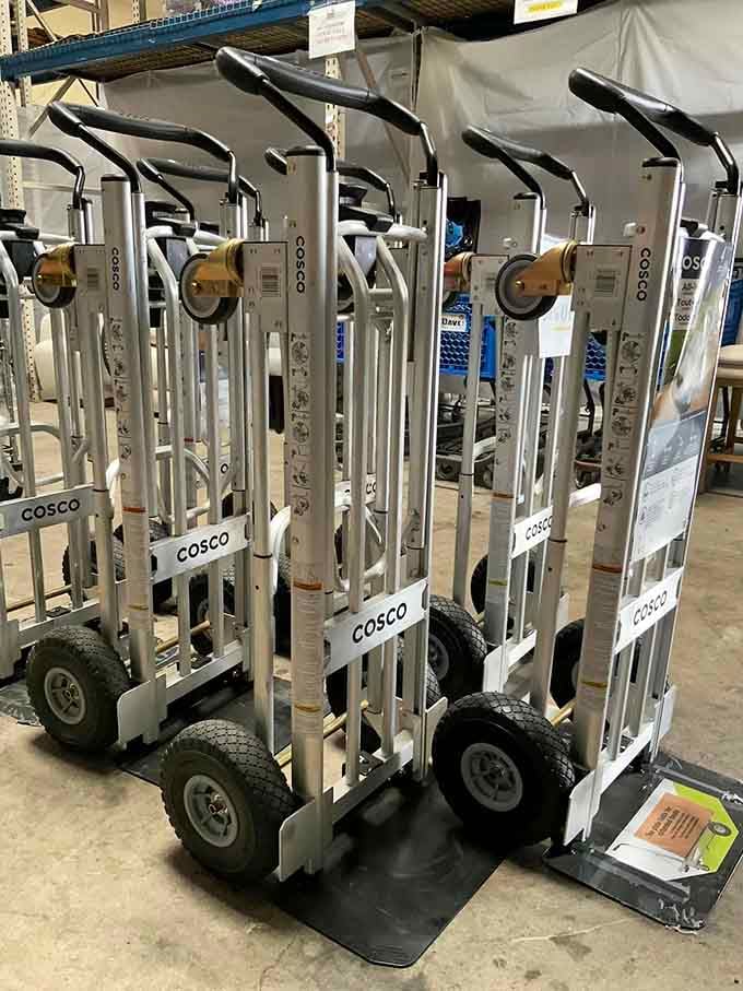 Convertible hand trucks that transform like budget-friendly Transformers, making heavy lifting actually manageable for mere mortals everywhere.