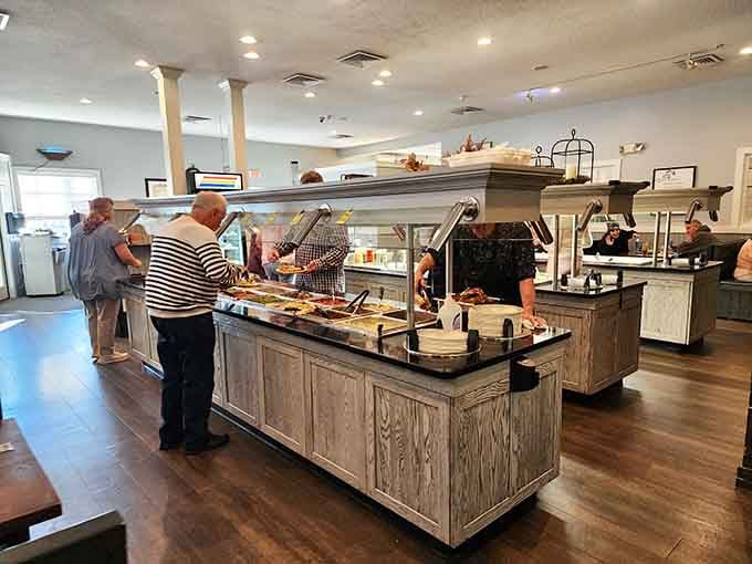 The buffet line where dreams come true and belt buckles meet their match in glorious Pennsylvania Dutch fashion.