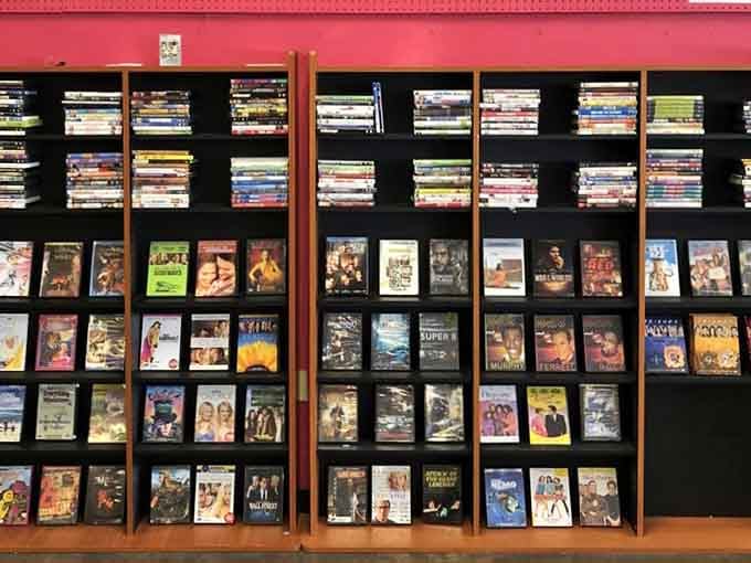 DVDs organized neatly for folks who remember when physical media was the only streaming option available.