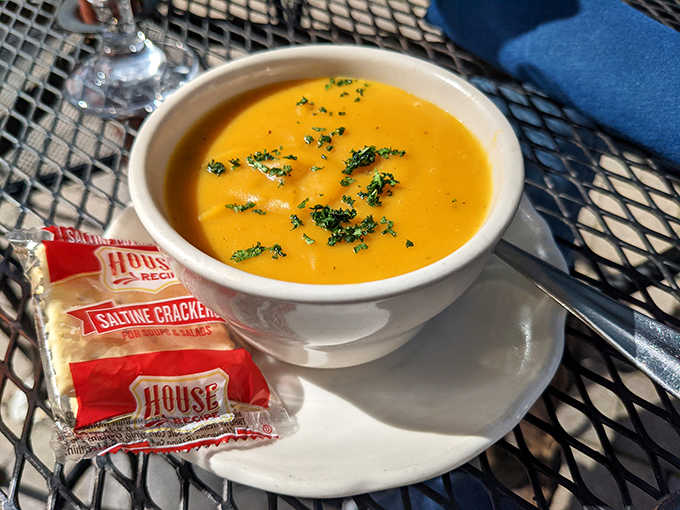 That vibrant orange bisque with crackers on the side warms you from the inside out on chilly Pennsylvania days.