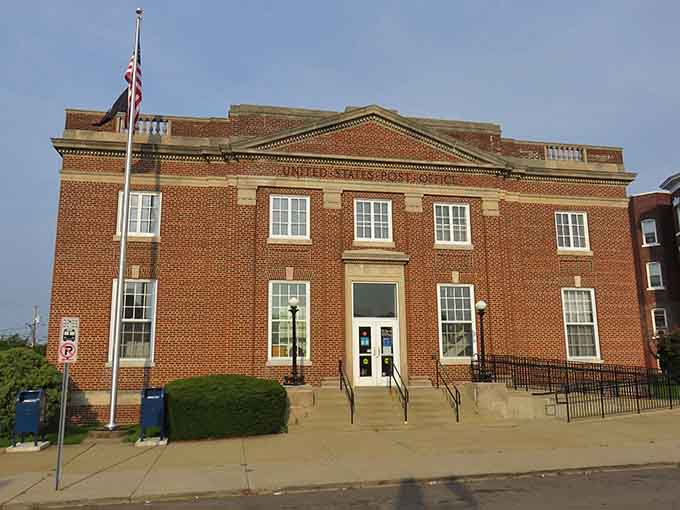 Even the Post Office here looks dignified, with brick and columns suggesting mail delivery is a noble calling.