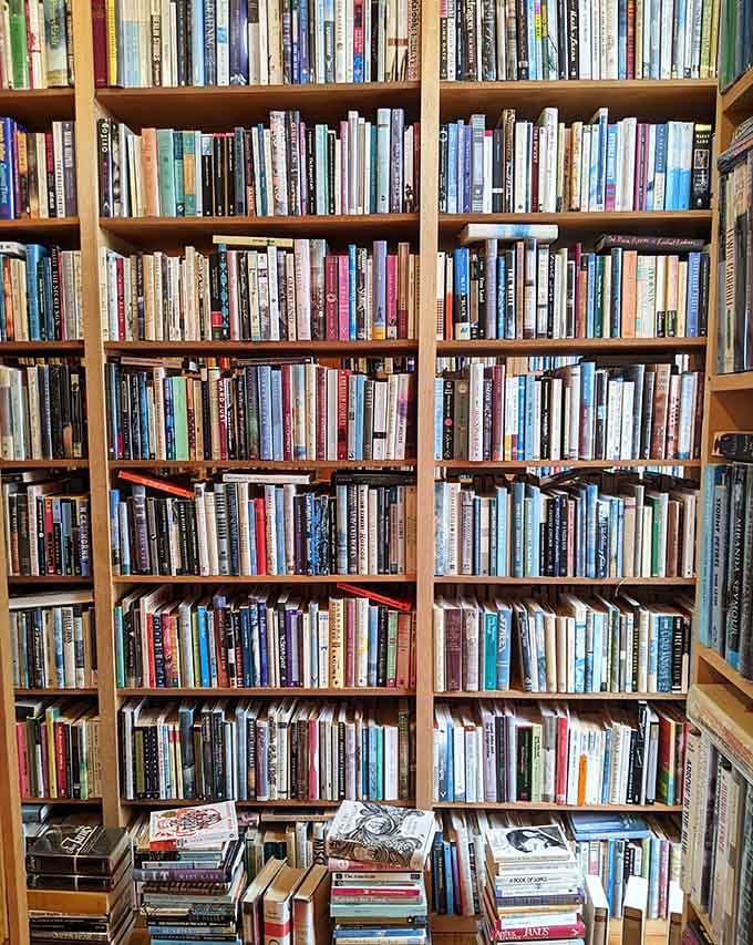 Shelves packed tighter than a subway car at rush hour, but infinitely more pleasant and educational.