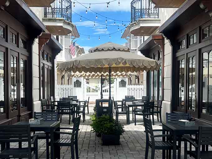 A charming outdoor dining pavilion where every meal feels like a special occasion, even if it's just Tuesday.