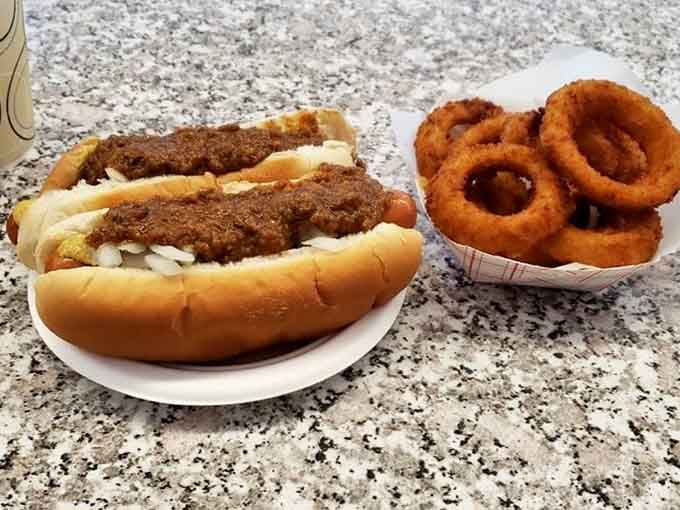 Hot dogs and onion rings together at last, like a buddy comedy where both stars are equally talented.