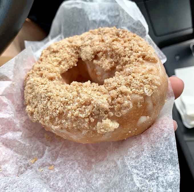 That crumb topping looks thicker than a New England winter coat and twice as satisfying.