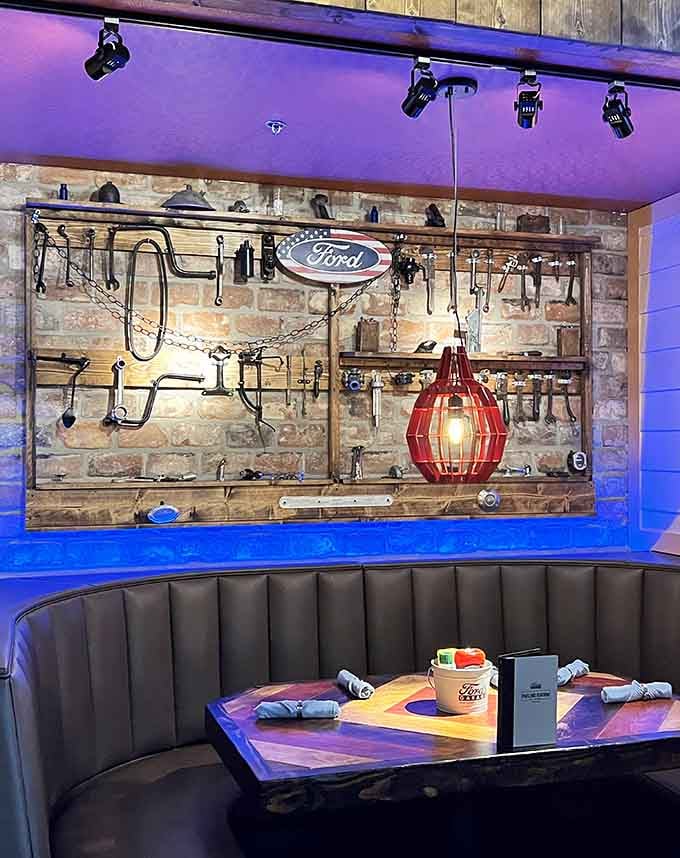 Even the wall decor tells stories of Detroit's golden age when chrome ruled and bigger was better.