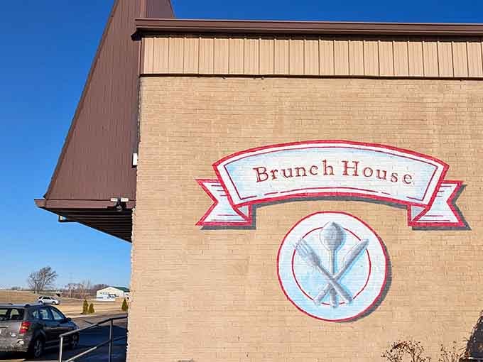 The Brunch House promises exactly what the sign says, because sometimes honesty in advertising is the best marketing strategy available.