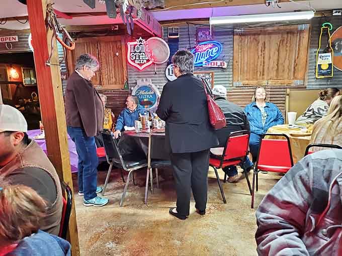 Real people enjoying real food in a real restaurant, the kind of scene that warms your heart instantly.