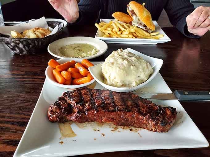 Strip steak meets mashed potatoes in a classic pairing that never goes out of style, no matter the decade.
