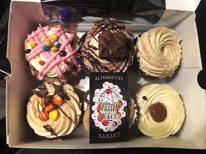 Six cupcakes in a box, each one different, like choosing your favorite child except totally acceptable here.