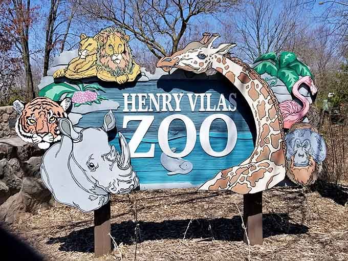 The colorful sign practically shouts the good news: admission costs exactly zero dollars at this Madison treasure.