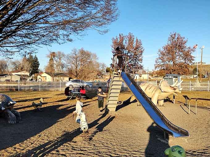 Where swings and slides meet ancient history, creating the most wonderfully bizarre playground combination you'll ever see.