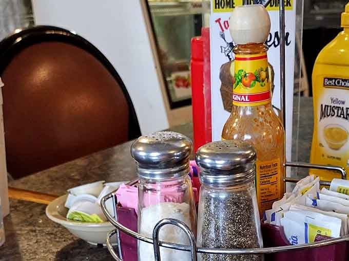 Classic diner condiments at the ready, because customizing your meal is half the fun of eating out.