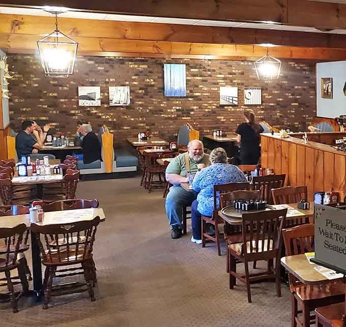 Real people enjoying real food in a space that feels welcoming rather than staged for social media perfection.
