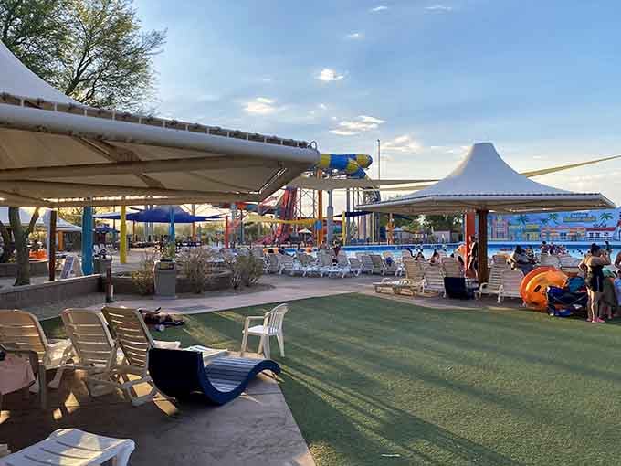 Evening at the park means cooler temps and the realization you've been having fun for eight hours straight.