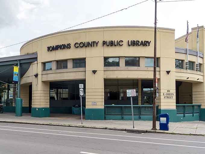 Tompkins County Public Library serves the community with Art Deco flair, because even book borrowing deserves good design.