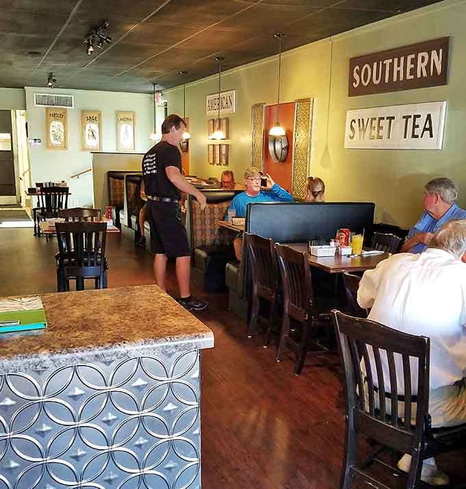 Real people enjoying real food, the kind of scene that makes a restaurant feel like home.