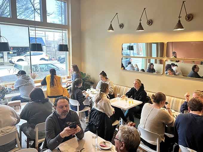 A full dining room at breakfast time tells you everything you need to know about quality before you taste anything.