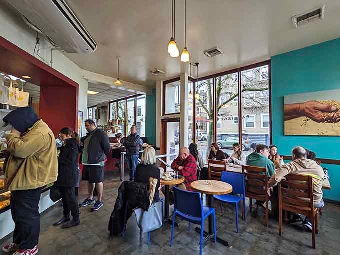 The line moves, the pastries disappear, and everyone leaves happier than when they arrived here.