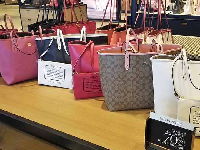 Coach handbags displayed like edible desserts in a bakery case, except these sweet deals won't add calories to your waistline.