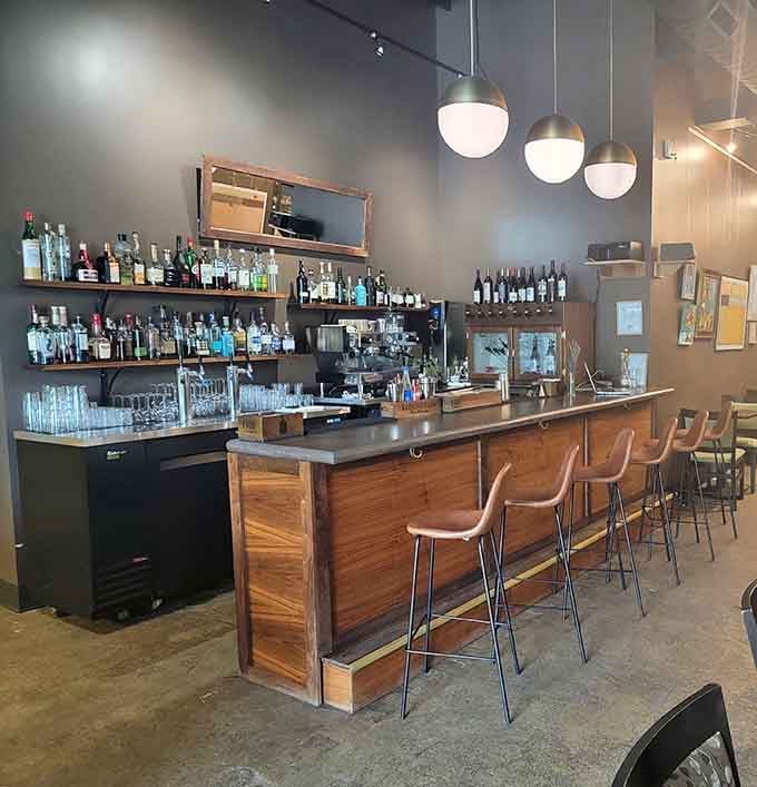 The full bar setup means you can responsibly adult your way through a chocolate tasting with proper liquid accompaniment.