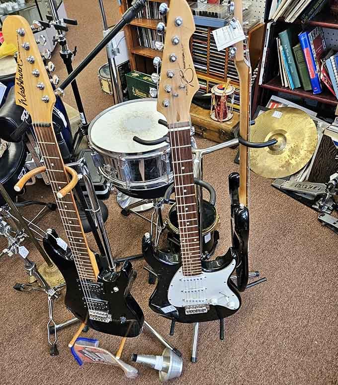 Vintage guitars and drums ready to rock again, because good instruments age like fine wine, not milk.