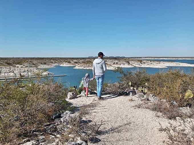 Two visitors taking in the view and probably wondering why they didn't come here sooner.