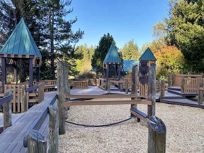 This playground's wooden castle towers would make any kid feel like royalty without the stuffy palace rules.