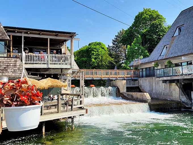 The dam creates a gentle cascade that's been the soundtrack to Fishtown for over a century.