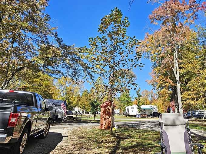 RV camping with actual elbow room between neighbors, proving that roughing it doesn't mean sacrificing personal space entirely.