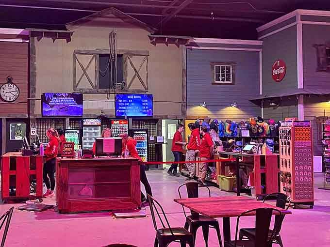 The welcome center that greets you before descending into subterranean awesomeness. Santa's workshop vibes, but make it adventure sports.
