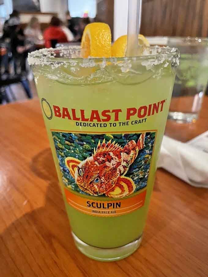 That margarita with its salt rim and fresh citrus is basically liquid sunshine in a glass.
