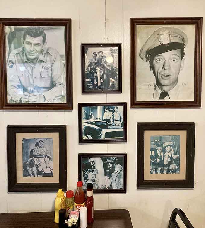 The walls tell stories of Mayberry's finest, reminding diners when television taught us about kindness and community.