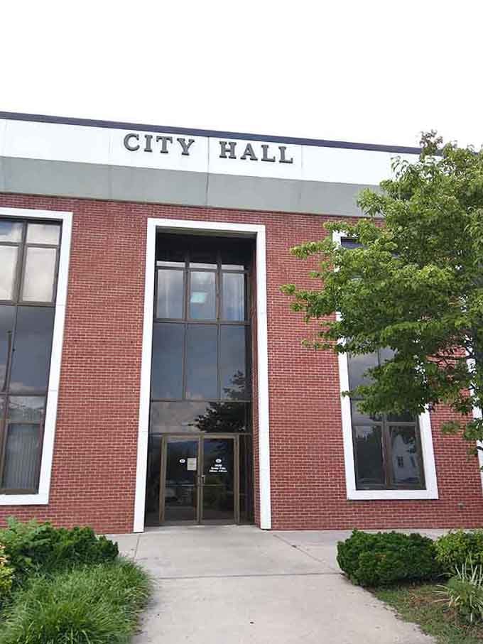 City Hall stands ready to serve, its mid-century architecture a testament to civic pride and simpler times.